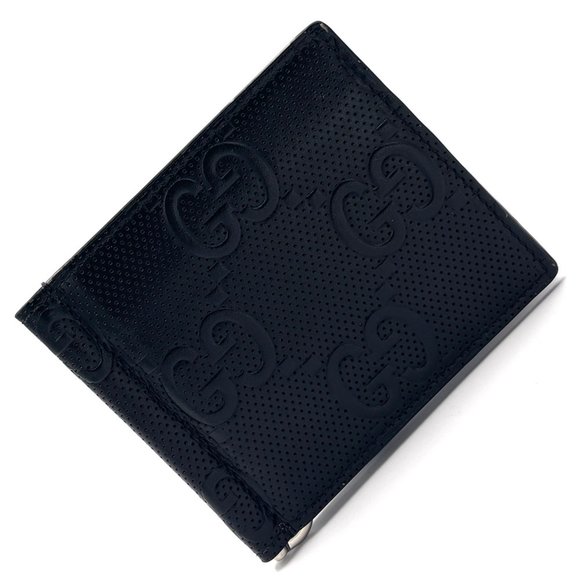 Gucci | Accessories | Gucci Gg Embossed Money Clip 676656 Black Leather ...